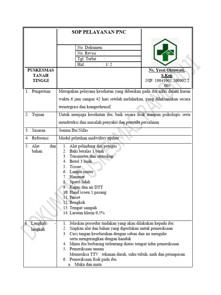 SOP Pelayanan PNC | PDF