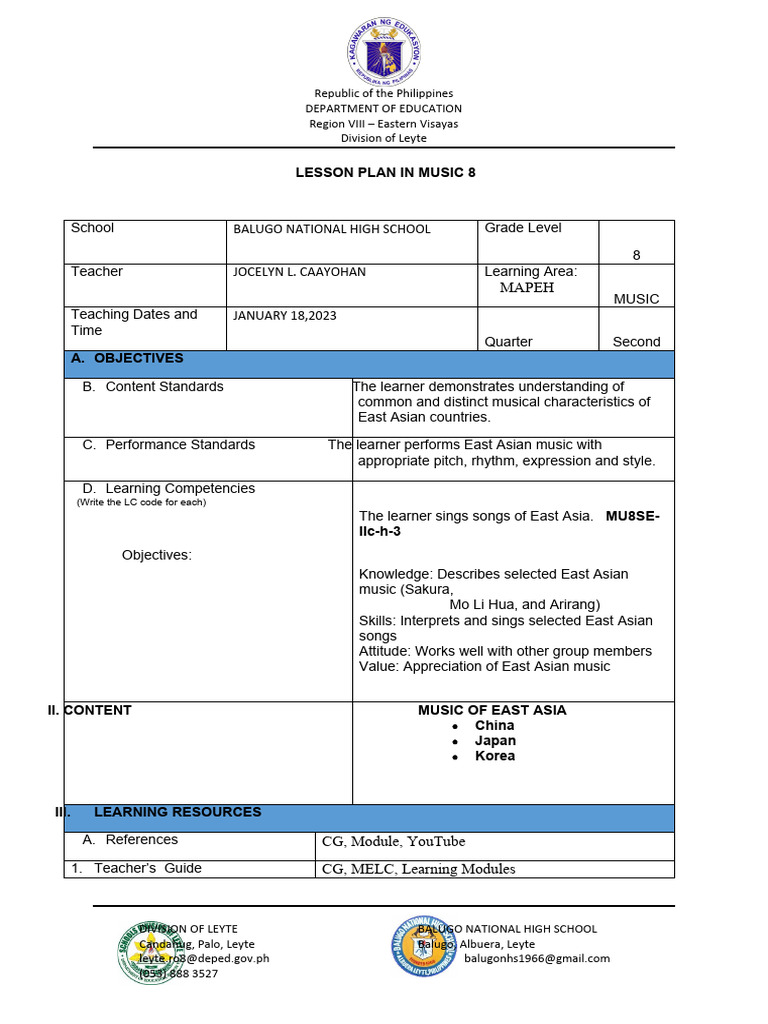 Mapeh Lp-Music 8 | PDF