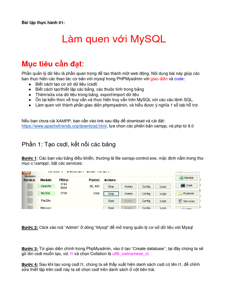 ct299 Thuchanh01 MYSQL | PDF