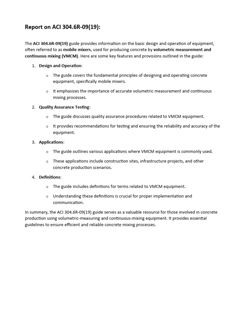 Report On ACI 304.6R-09 | PDF | Technology & Engineering