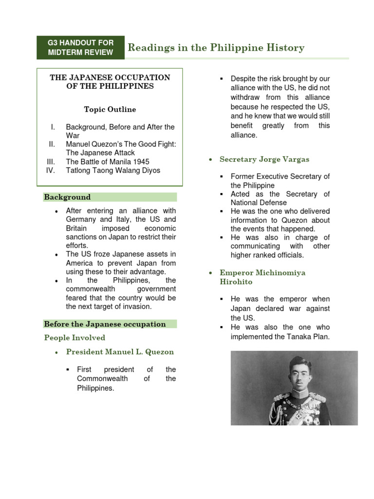 Handouts For Japanese Colonization | PDF | History