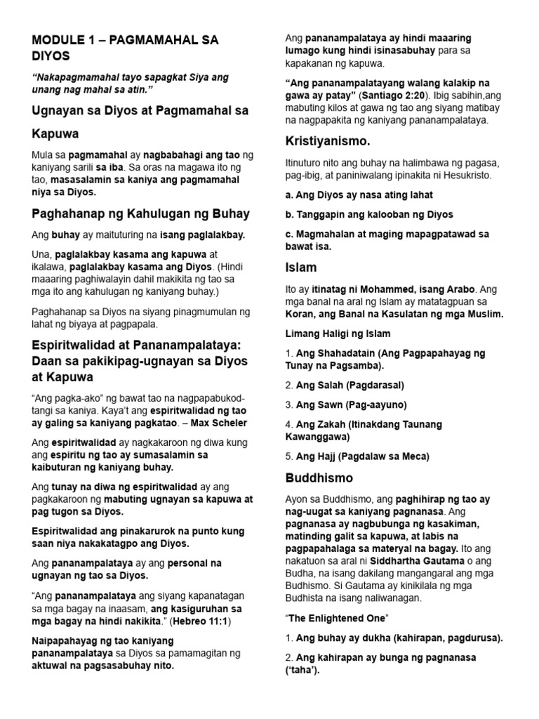 Module 1 3rd QT Esp Reviewer PDF