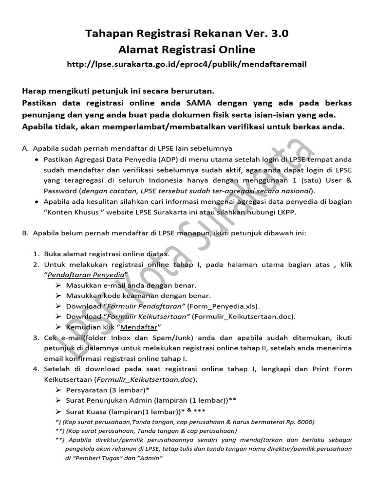 Tahapan Registrasi Rekanan Ver3.0 | PDF | Pengelolaan Keuangan & Uang | Bisnis