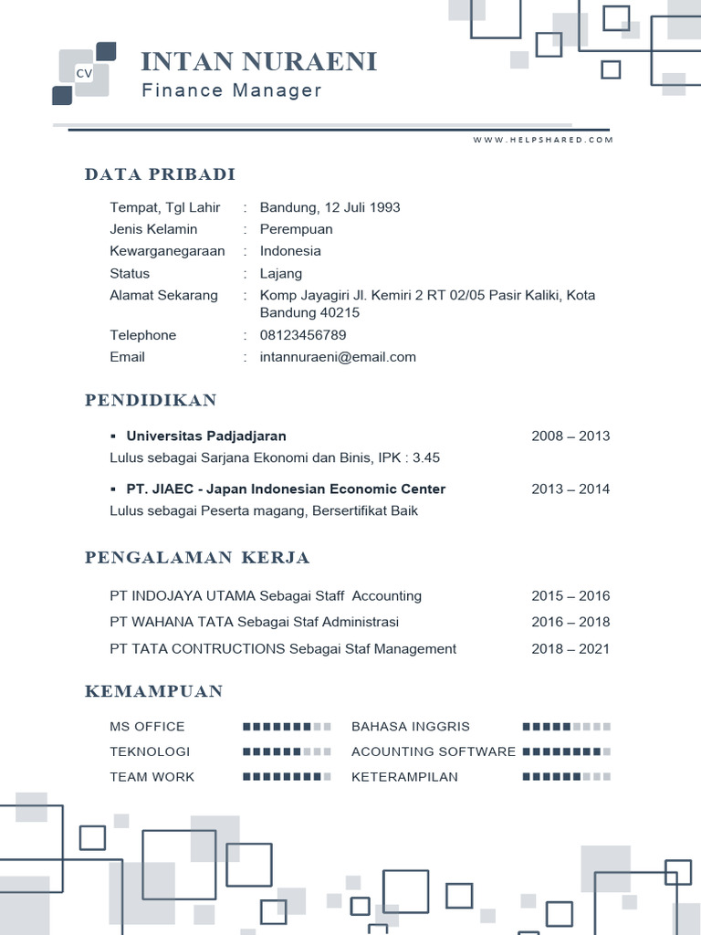 Format CV Kosong Word Simple | PDF