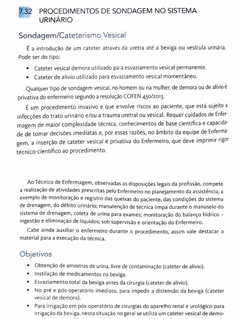 Procedimentos Sistema Urinario | PDF | Enfermagem | Micção