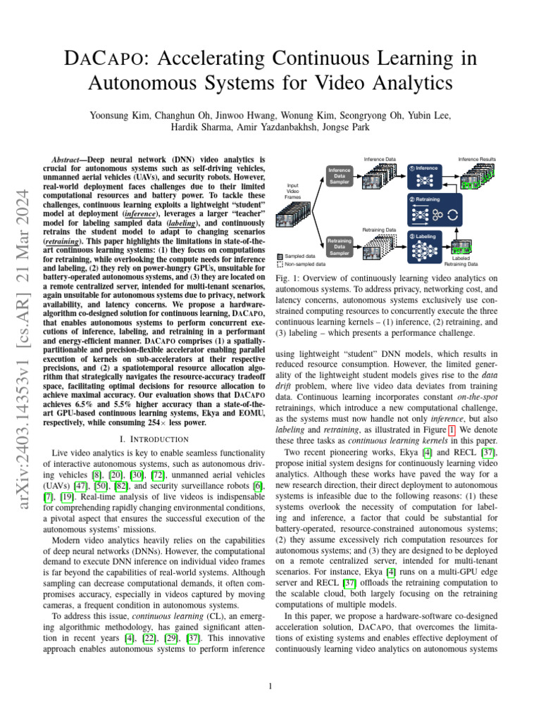 D C: Accelerating Continuous Learning in Autonomous Systems For Video Analytics | PDF | Deep ...