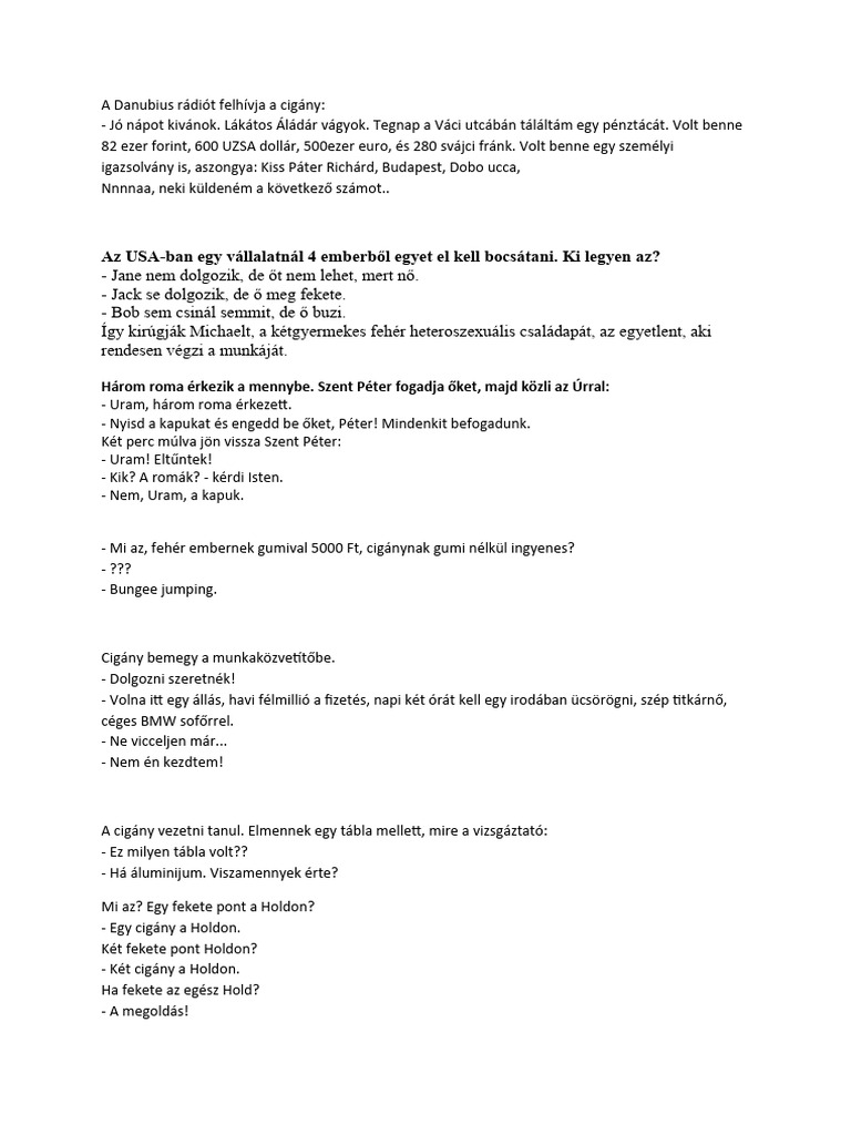 Cigány Viccek | PDF