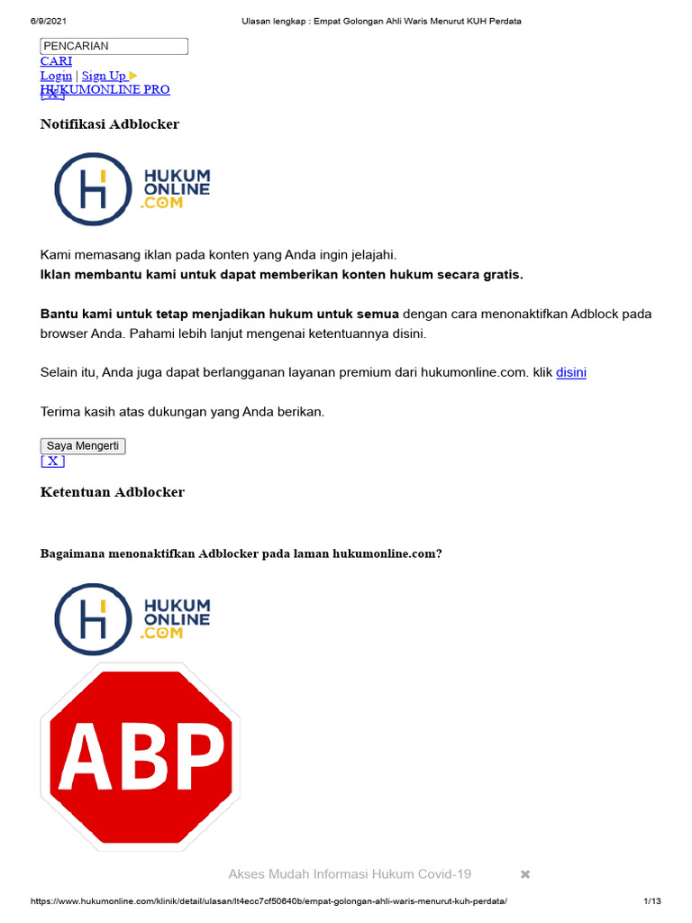 Ulasan Lengkap - Empat Golongan Ahli Waris Menurut KUH Perdata | PDF | Hukum