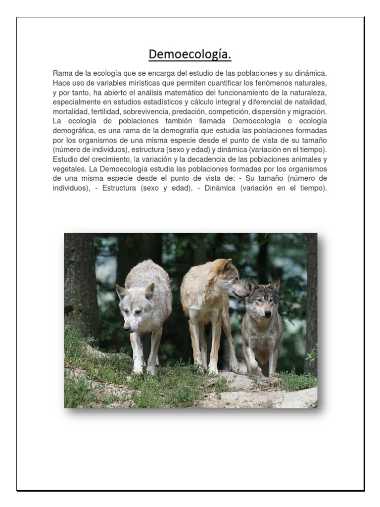 Definición y estudio de la demoecología | PDF | Población | Demografía
