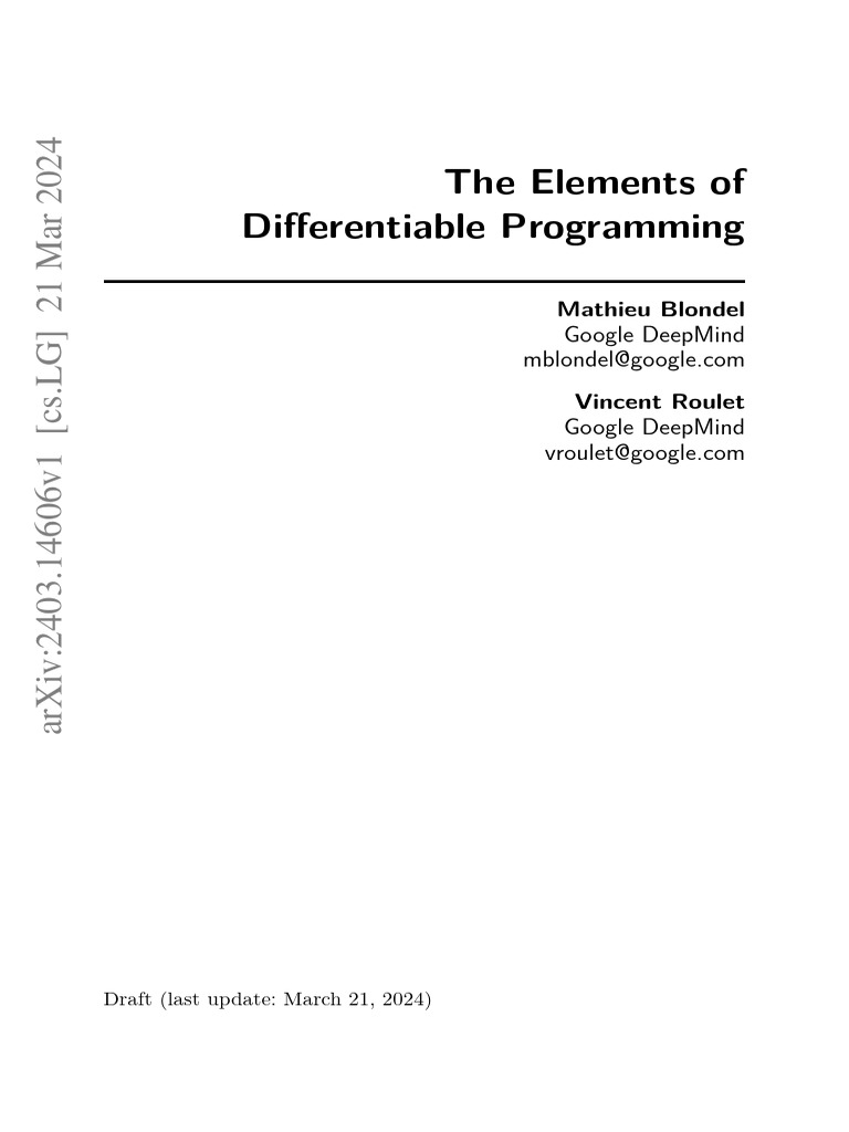 The Elements of Differentiable Programming: Mathieu Blondel | PDF