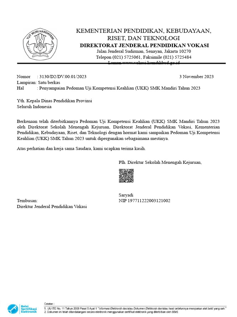 Edaran Pedoman UKK 2024 | PDF