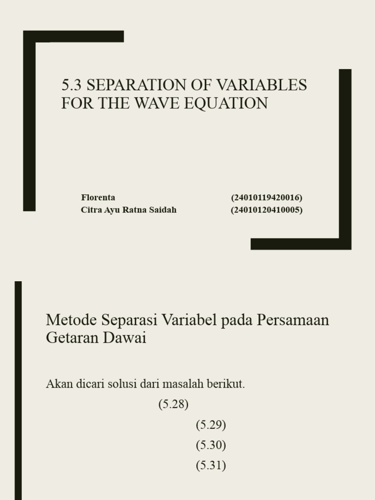 5.3 Separation of Variables for the Wave Equation | PDF