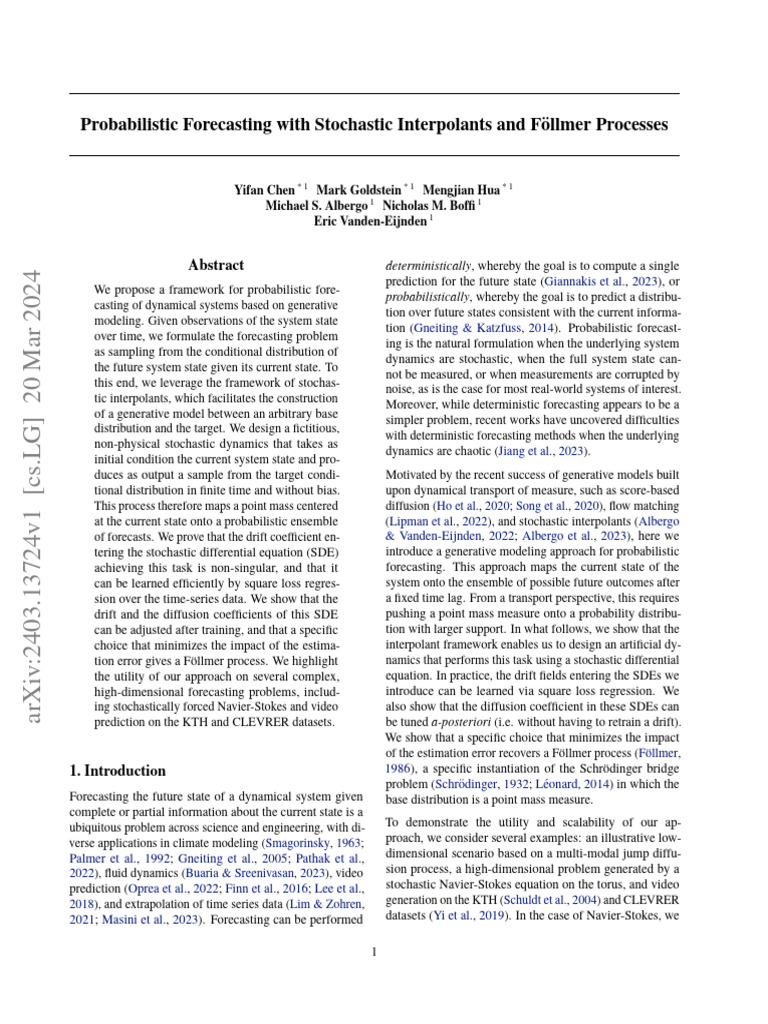 Probabilistic Forecasting With Stochastic Interpolants and F Ollmer Processes | PDF