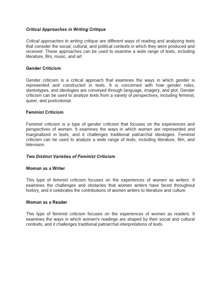 EAPP - Gender Criticism | PDF