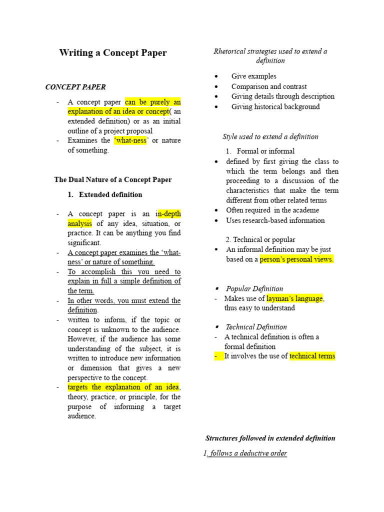 Writing A Concept Paper | PDF | Definition | Concept