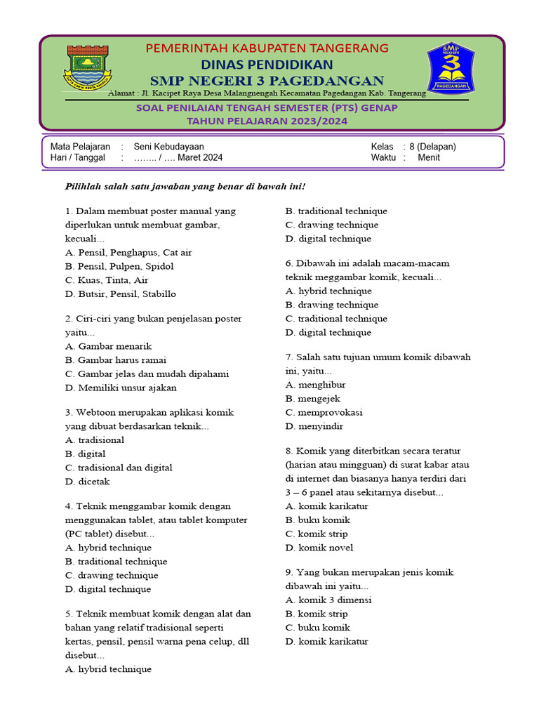 PTS SBK 8 Genap 2024 | PDF
