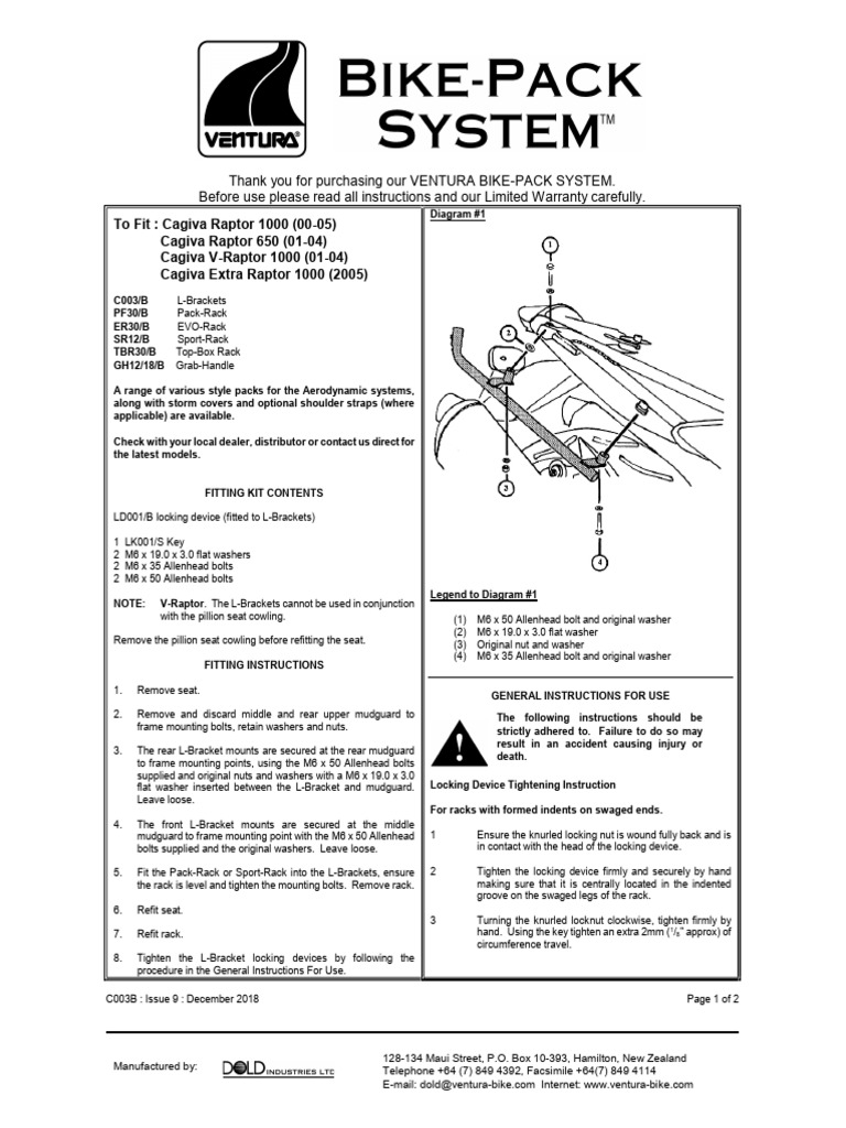 Ventura Rack C003B | PDF | Motorcycle