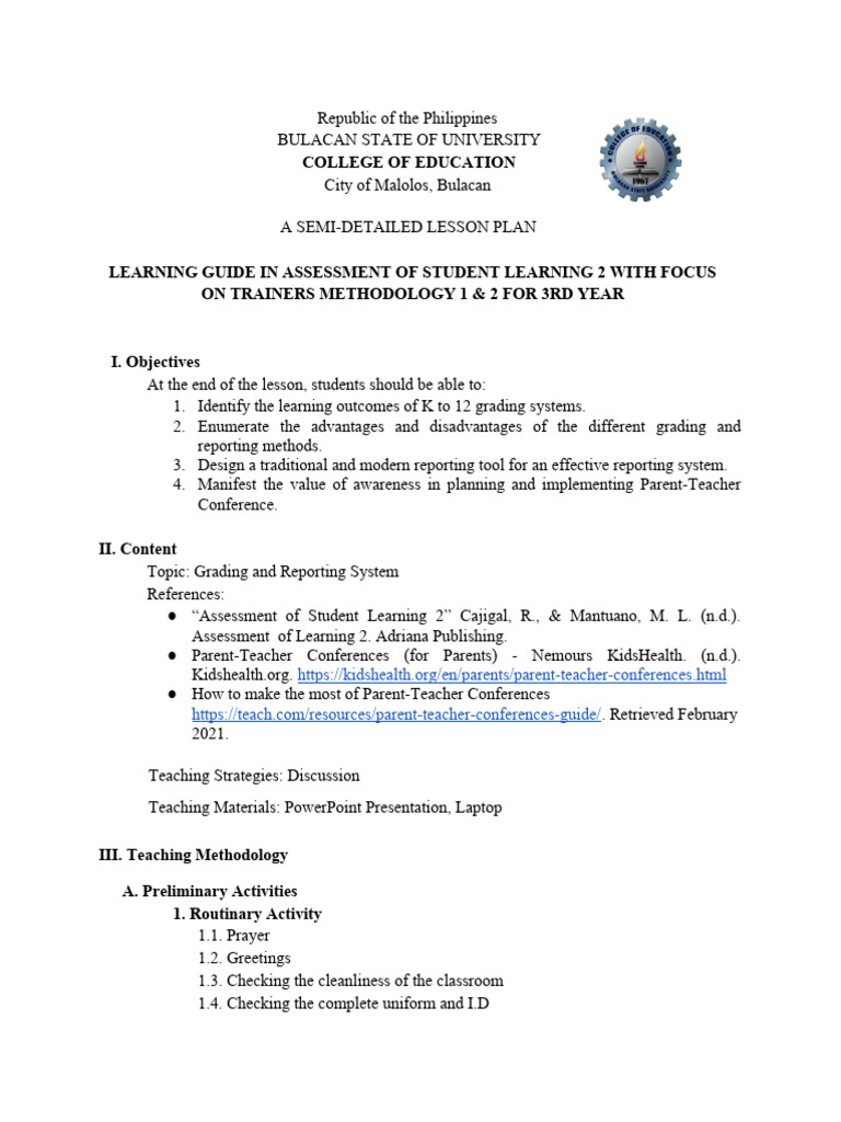 A SEMI-DETAILED LESSON PLAN - CHAPTER 9 - GROUP 2 | PDF | Educational Assessment | Teachers