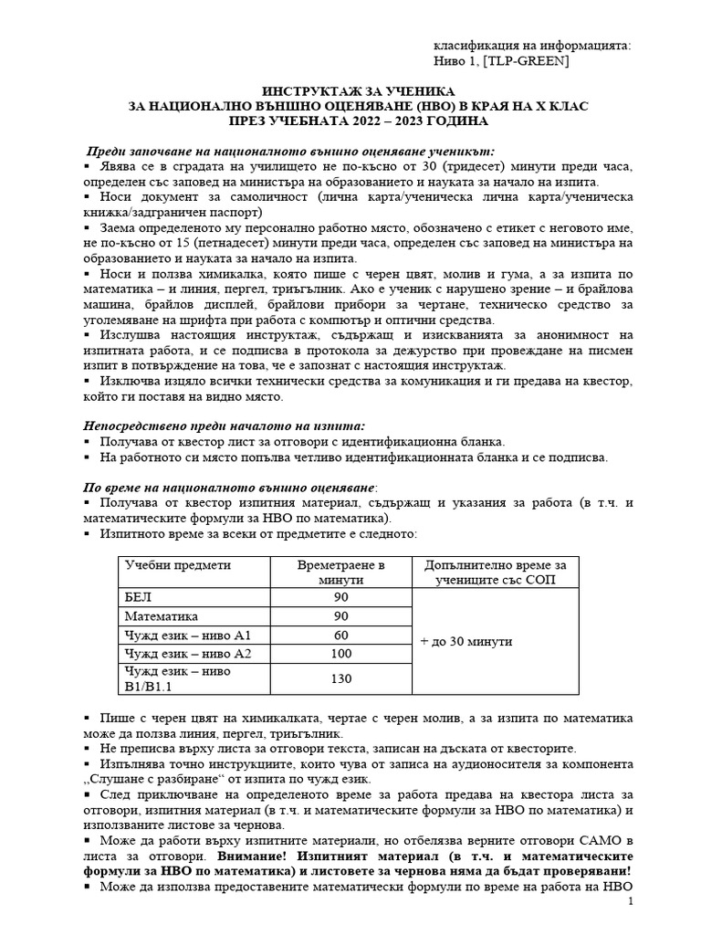 10 клас инструктаж ученик 10НВО 2023 2 Pdf