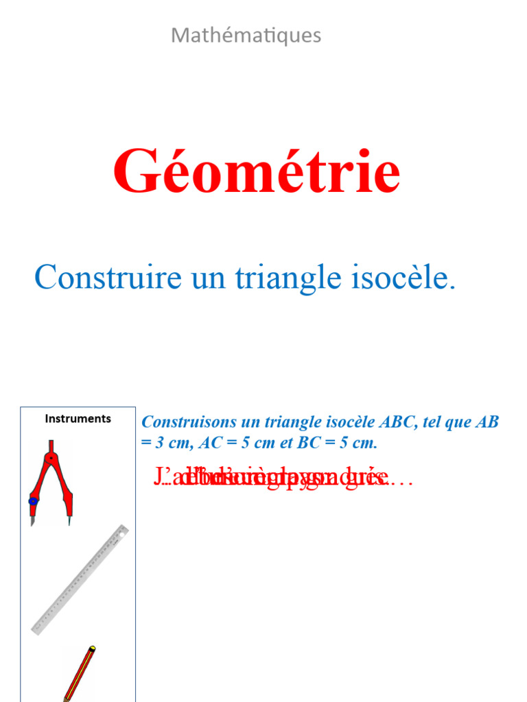 Construire-un-triangle-isocele-Diaporama | PDF | Triangle | Cercle
