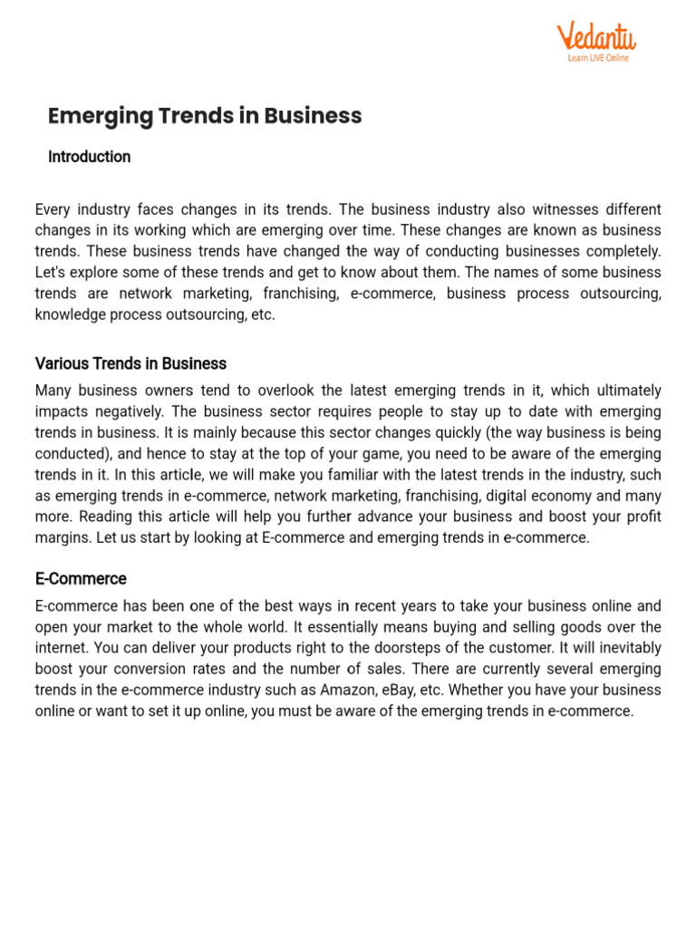 Emerging Trends in Business | PDF