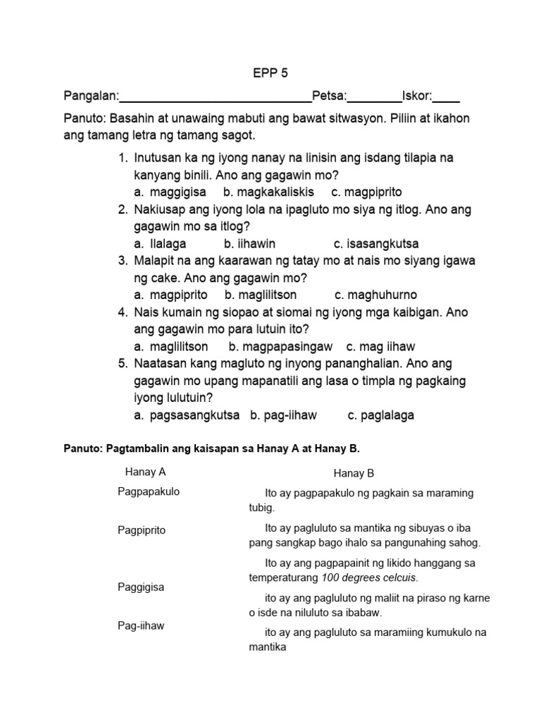 EPP Activity Sheets | PDF