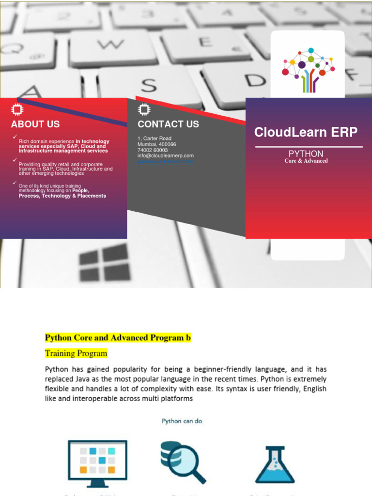 PYTHON Core & Advanced Course Content - Cloud Learn ERP | PDF | Thread (Computing) | Python ...