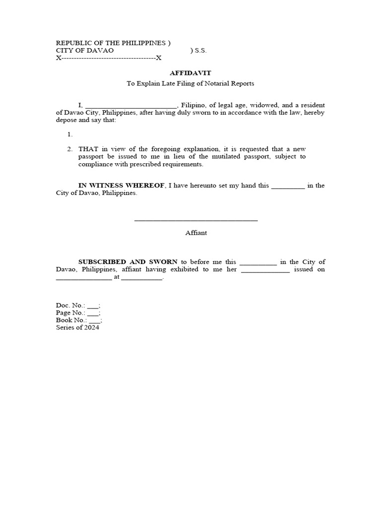 Affidavit To Explain Late Filing | PDF