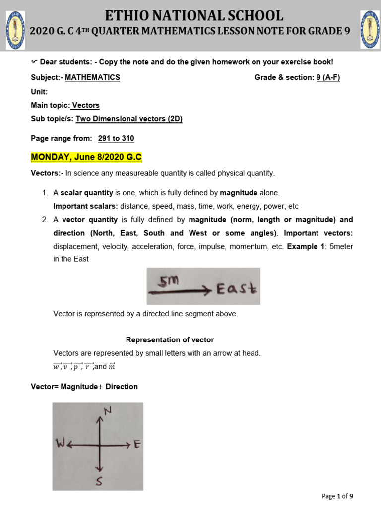 Grade 9 Mathematics Lesson Note June 15,2020 | PDF