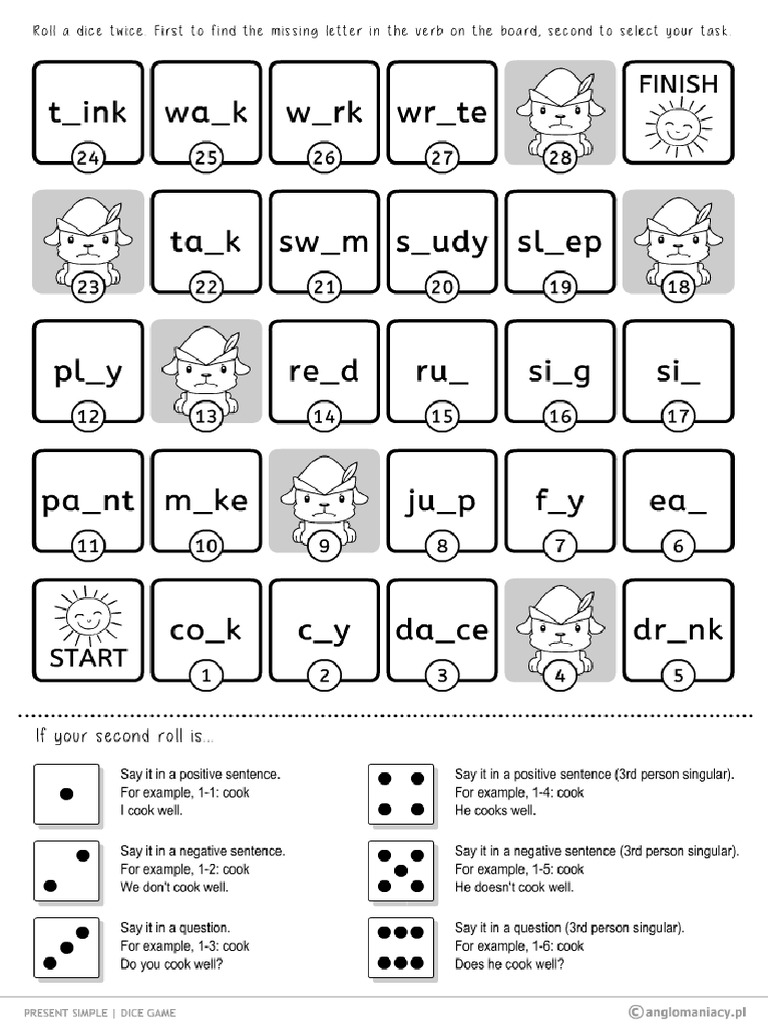 Grammar Games Present Simple Dice B | PDF