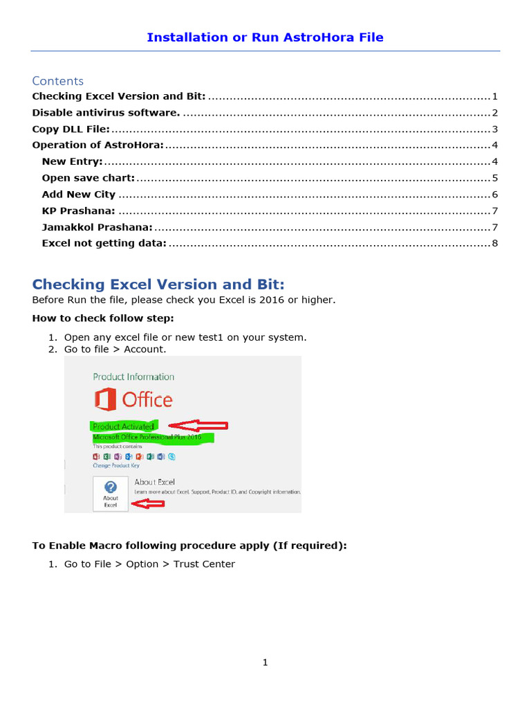 AstroHora Excel Installation Guide | PDF | Microsoft Excel | Computer File