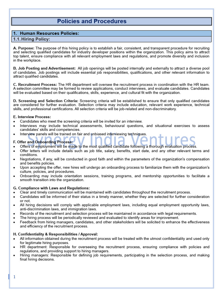 Policies and Procedures | PDF | Performance Appraisal | Recruitment