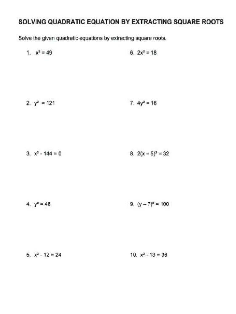 worksheet-on-extracting-the-square-roots | PDF