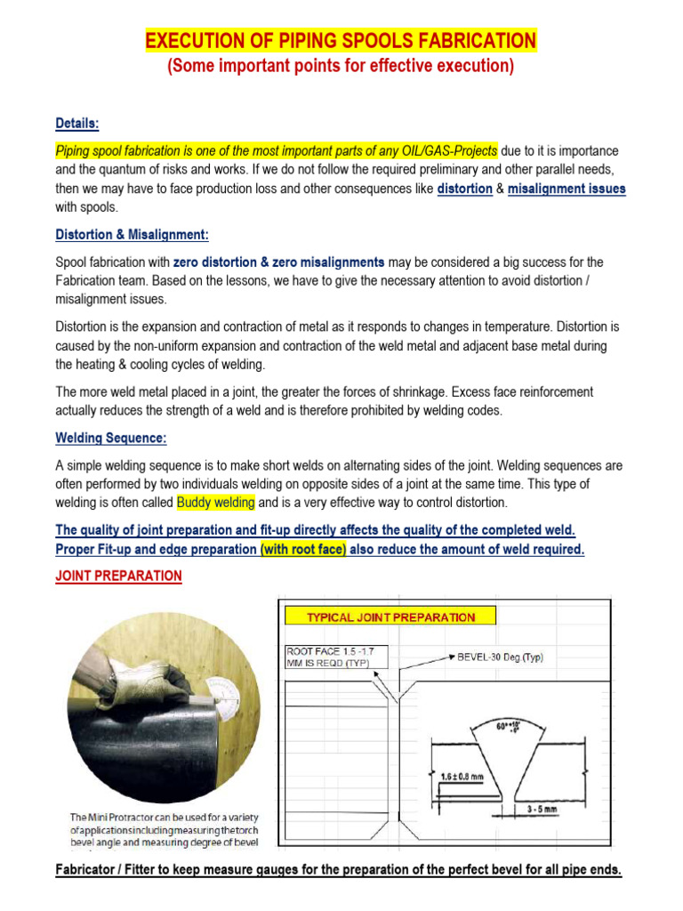Execution of Piping Fabrication | Download Free PDF | Pipe (Fluid Conveyance) | Welding