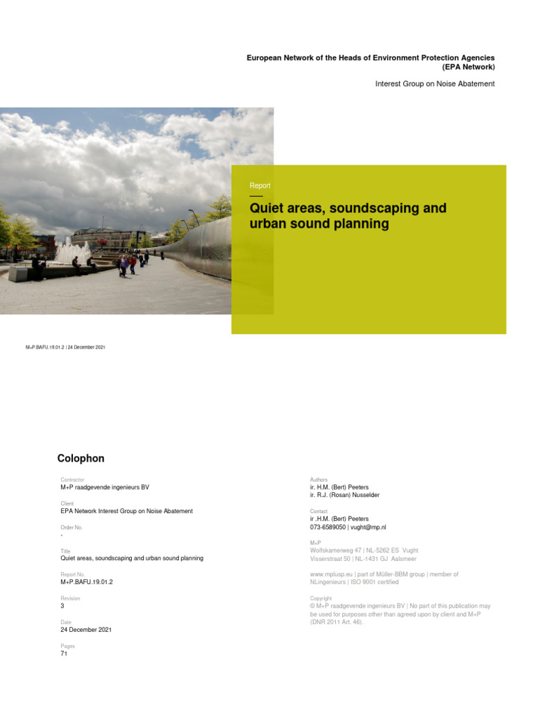 Quiet Areas Soundscaping Urban Sound Planning | PDF | Sound | Noise