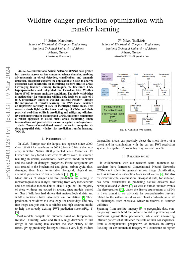 Wildfire Danger Prediction Optimization With Transfer Learning | PDF ...