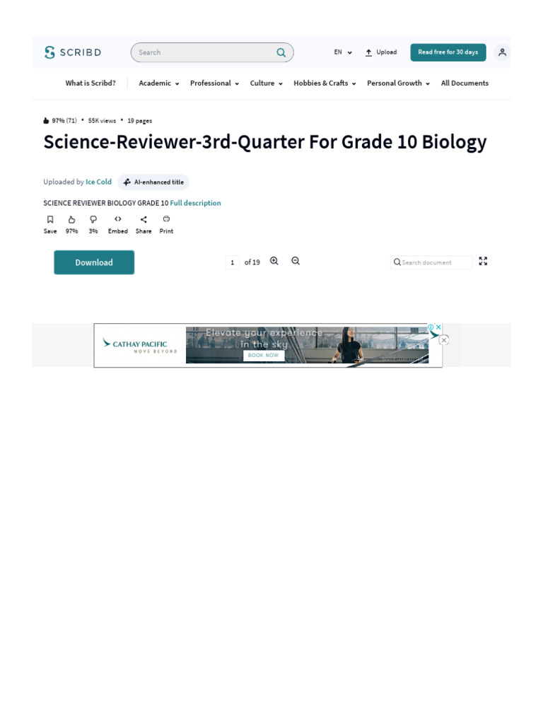 Science-Reviewer-3rd-Quarter For Grade 10 Biology - PDF - Motor Neuron - Central Nervous System ...