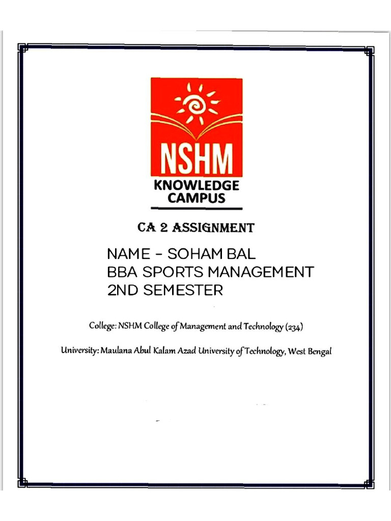Soham Bal ...... BBA SPORTS MANAGEMENT | PDF