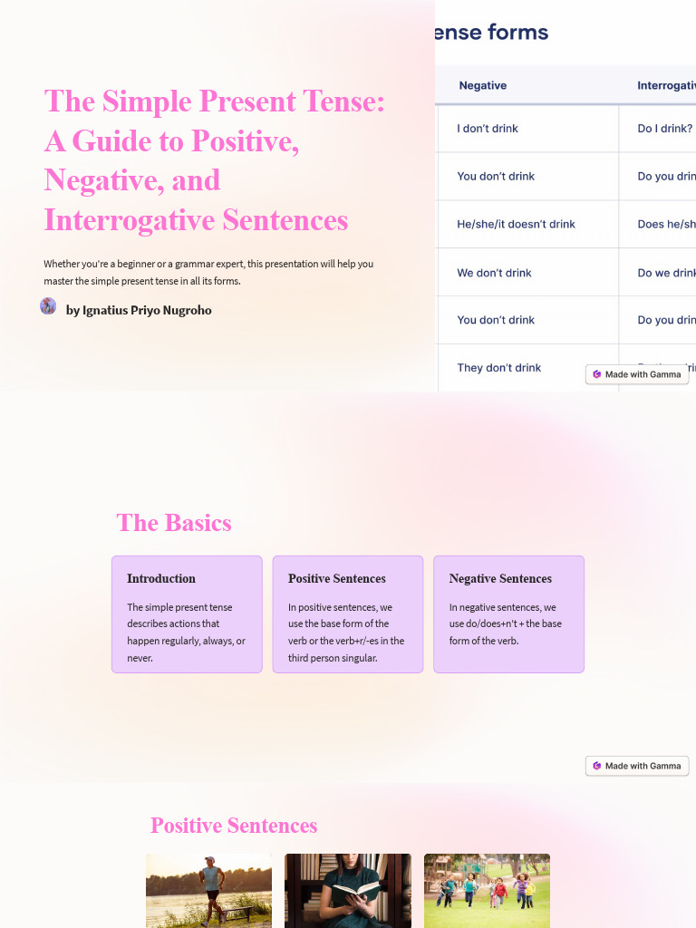 The Simple Present Tense A Guide To Positive Negative and Interrogative ... The Simple Present Tense A Guide To Positive Negative and Interrogative ...