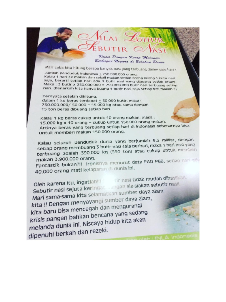 Nilai Luhur Sebutir Nasi | PDF