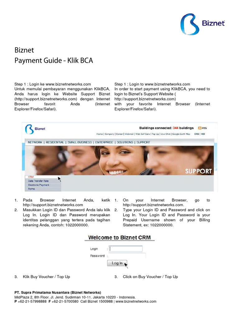 Biznet Payment Guide Klik BCA | PDF | Login | Computing