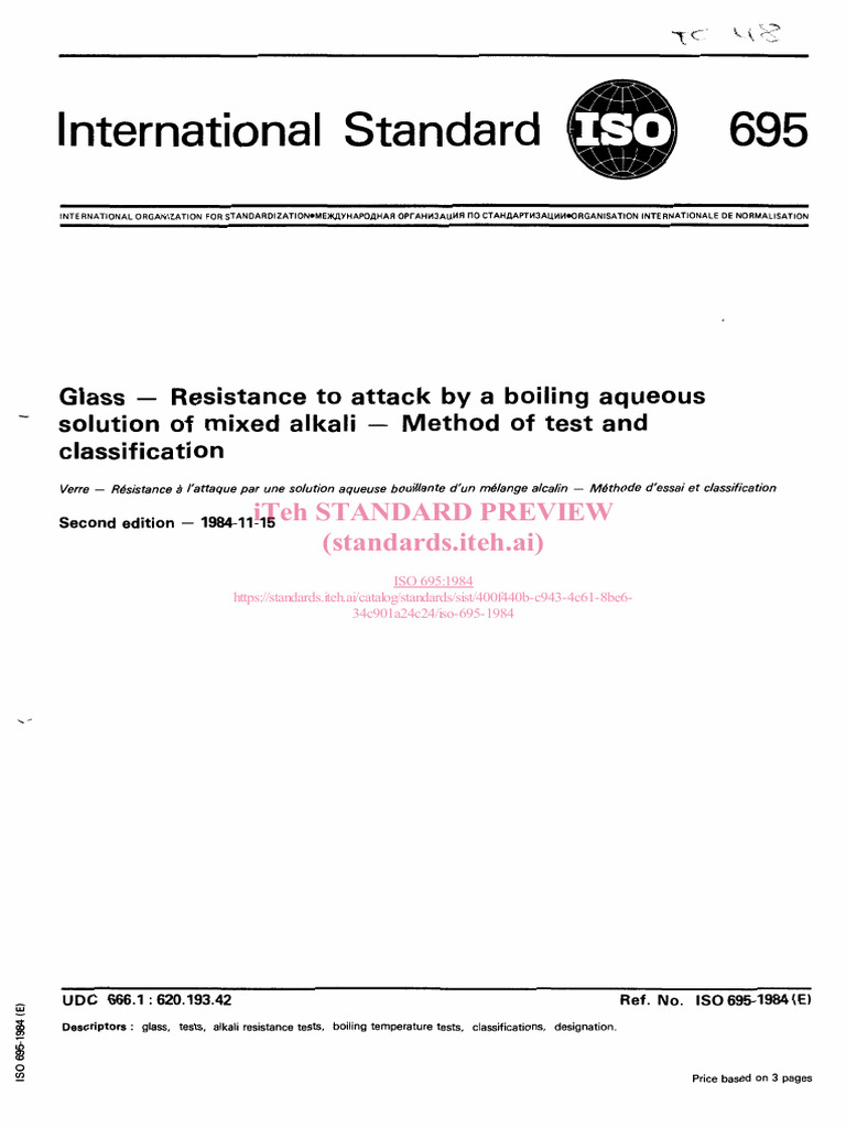 Iso 695 1984 | PDF | Sodium | Water
