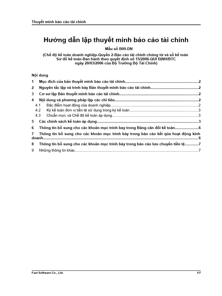 1.4. HD - Lập Thuyết minh - BCTC | PDF