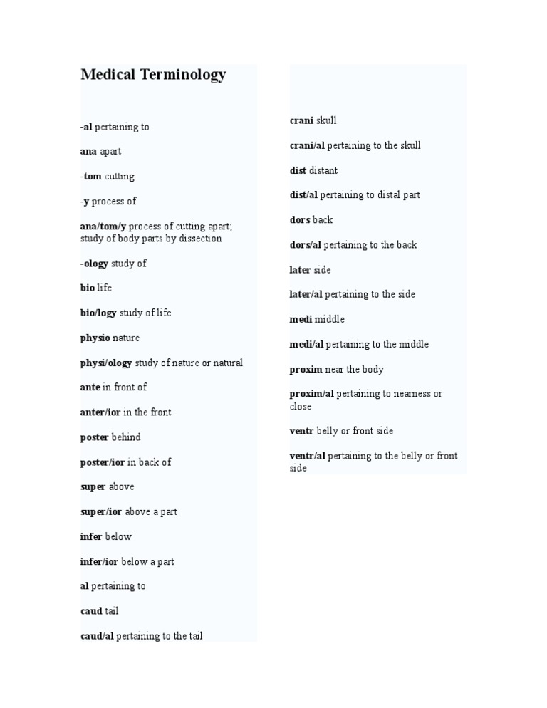 Medical Terminology | PDF | Anatomy | Zoology