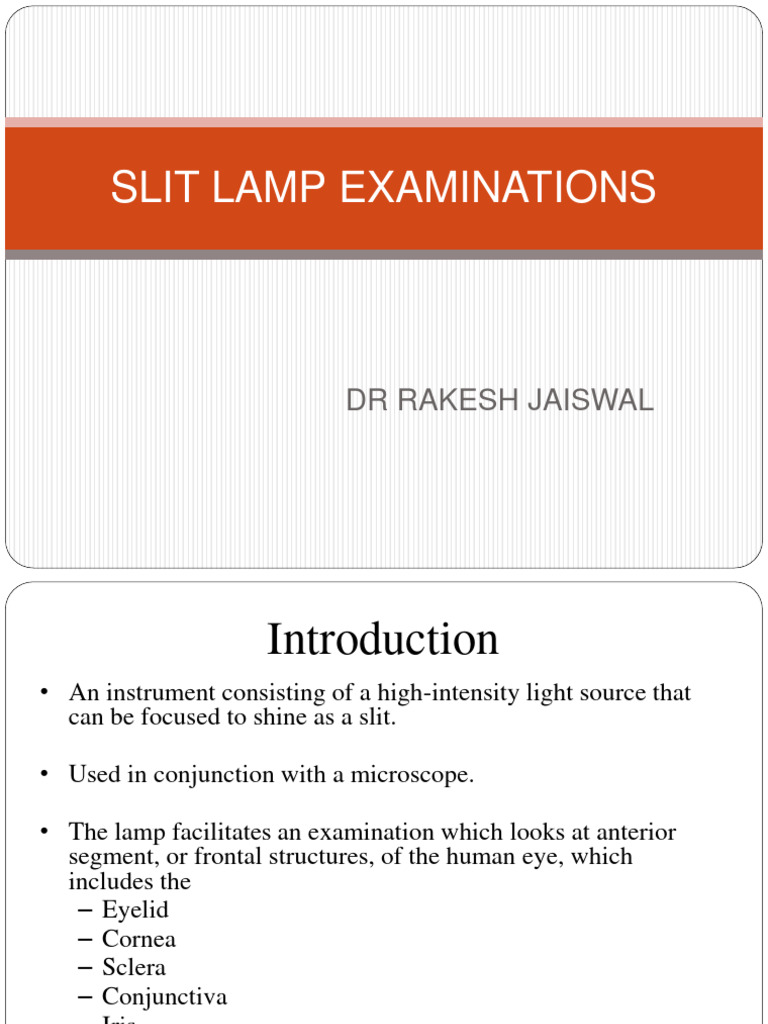 Slit Lamp | PDF | Cornea | Optics