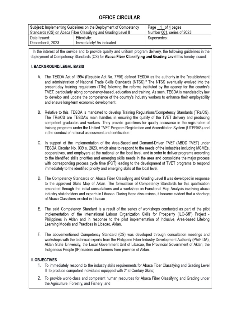 IG - Abaca Fiber Classifying and Grading Level II | PDF | Business ...
