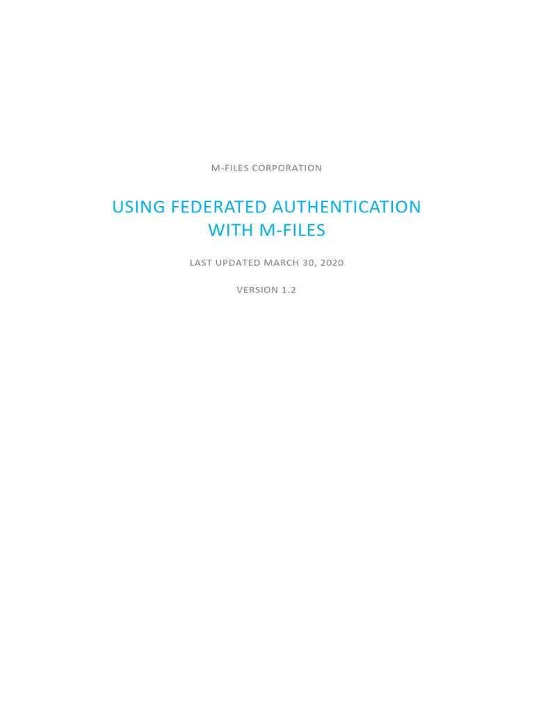 Using Federated Authentication with M-Files | PDF | Login | Active Directory