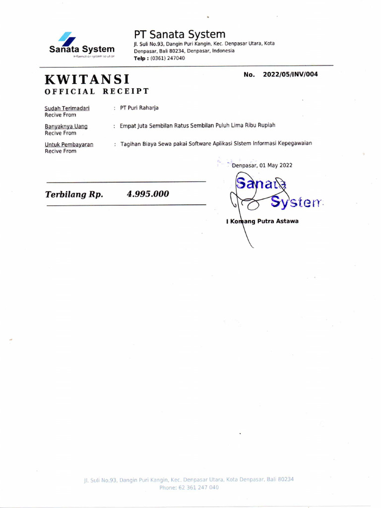 Kwitansi HRportal | PDF