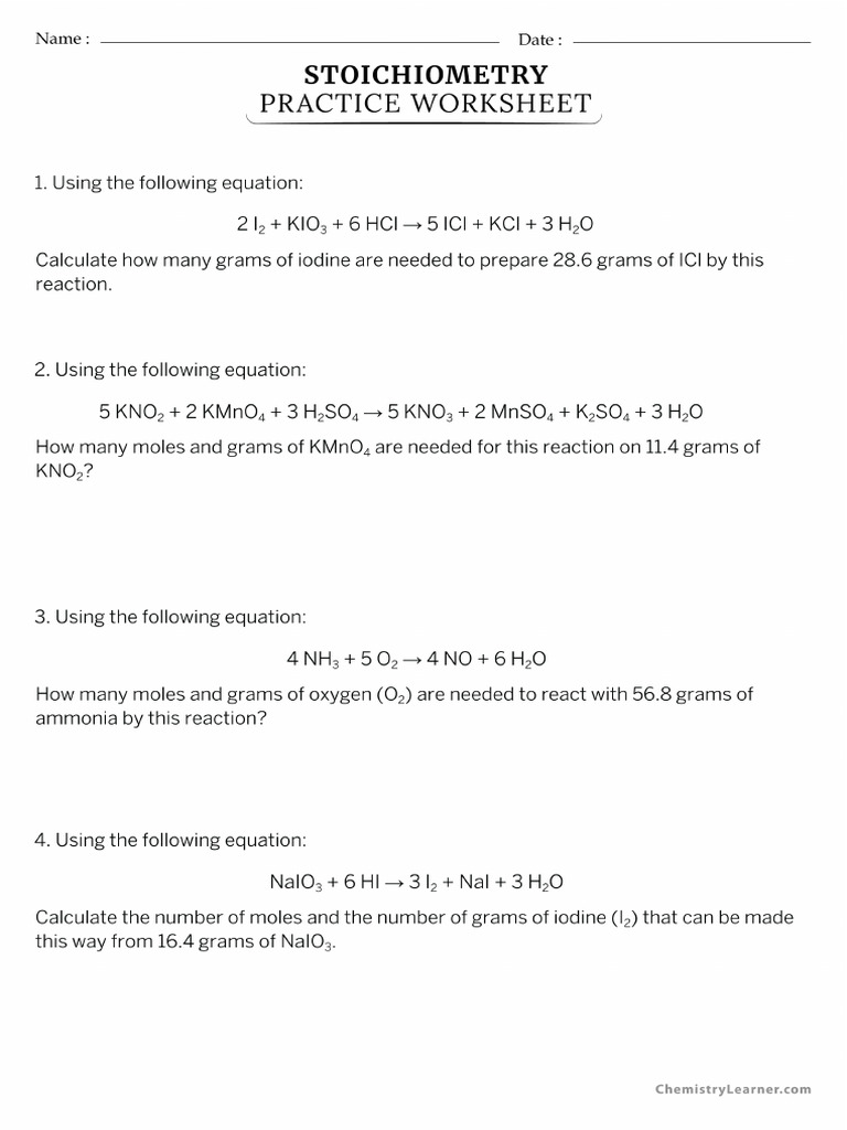 Chemistry-Stoichiometry-Worksheet | PDF