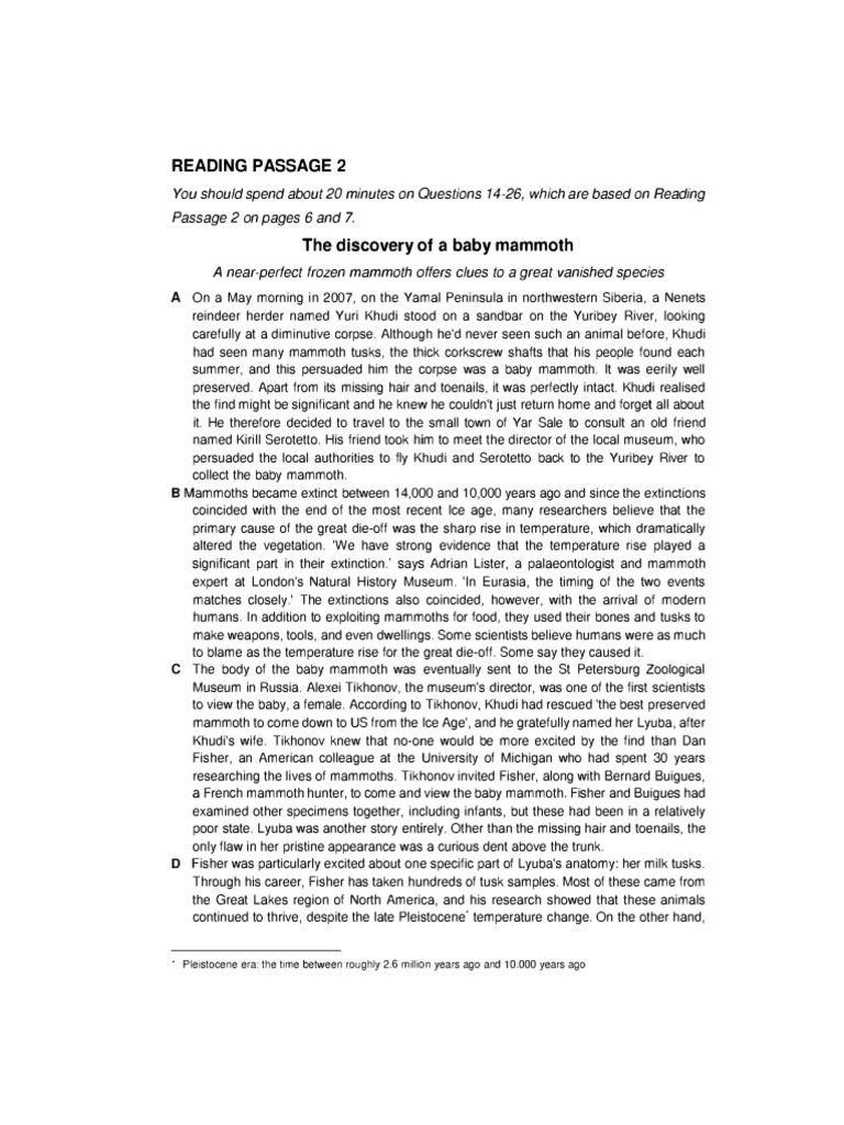 Baby Mammoth Discovery: Lyuba's Story | PDF | Social Science